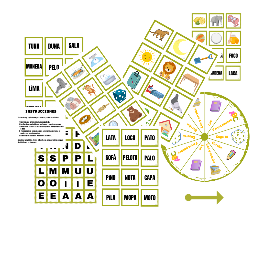 Ruleta de lectura y escritura imprimible – Ludoniño